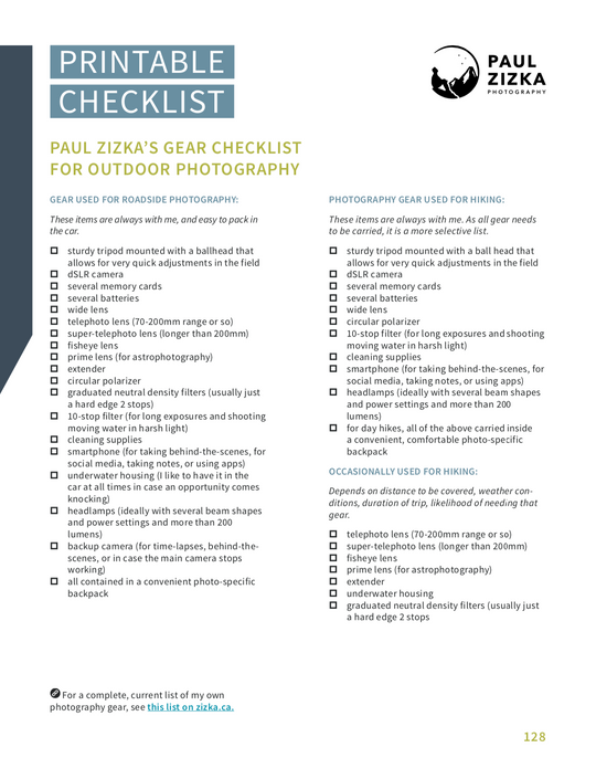 Paul Zizka's Gear Checklist for Outdoor Photography – Paul Zizka ...